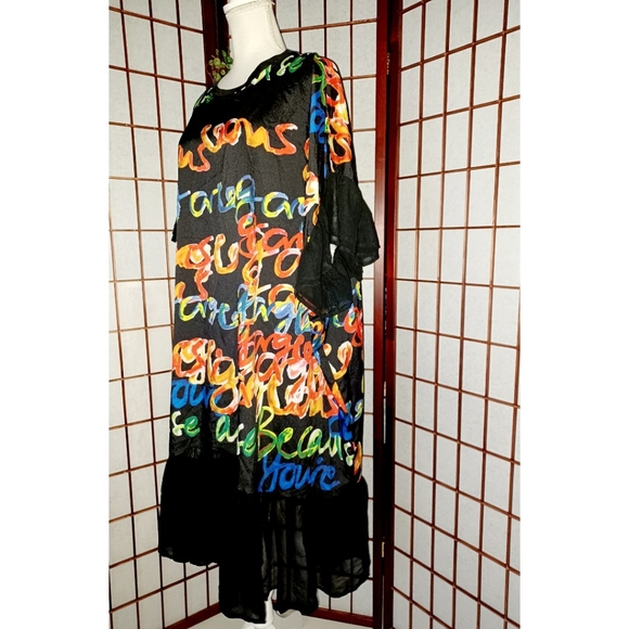 N By Nancy | Dresses | N By Nancy Black Multi Graphic Cursive Print ...